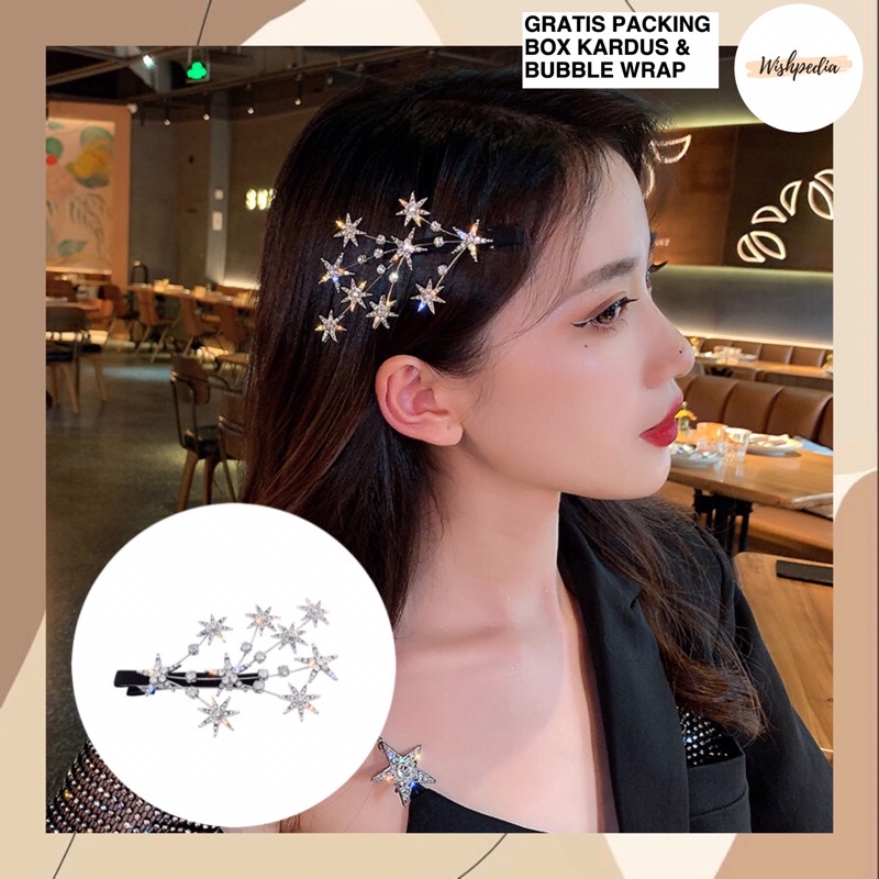 Jual jepit rambut bintang korea aksesoris hiasan jepit manik kristal ...