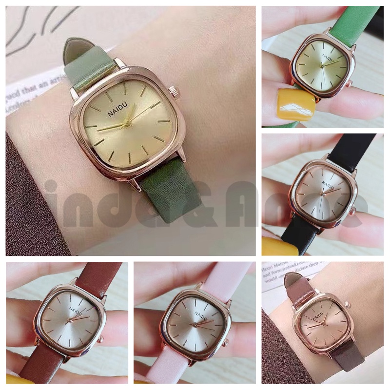 Jual Jam Tangan Wanita Analog Quartz Strap PU Leather Dial Kotak Casual Fashion | Shopee Indonesia