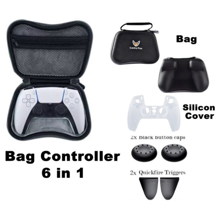 Jual PS5 Lucky Fox 6in1 Controller Stik Stick Bag Tas DualSense Dual ...