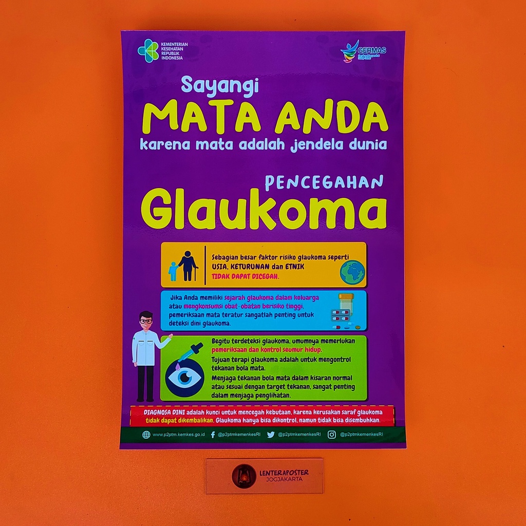 Jual Poster Pencegah Glaukoma - Poster Kesehatan Mata Warna Ungu ...