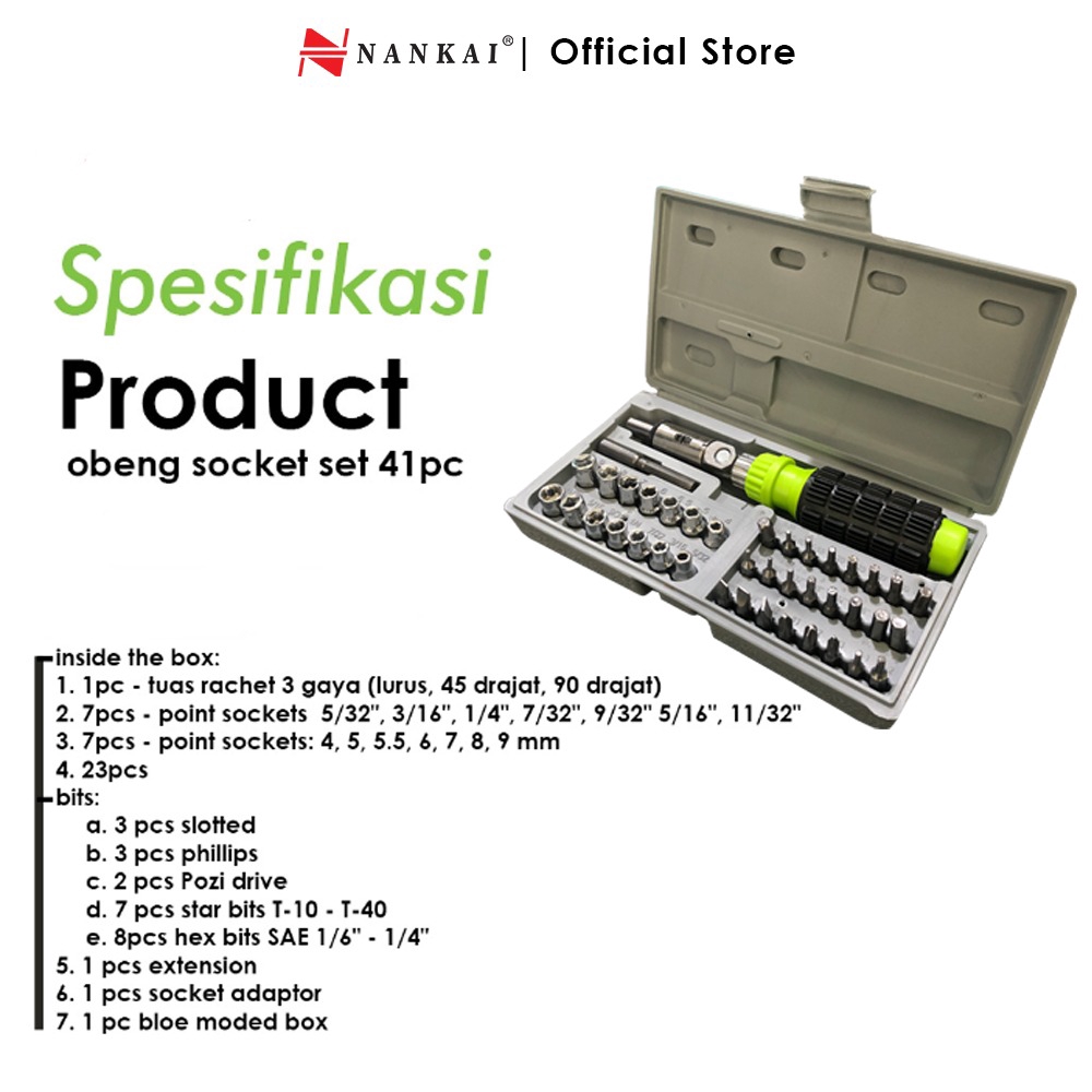 Jual Obeng Socket 41 Pcs Nankai | Shopee Indonesia