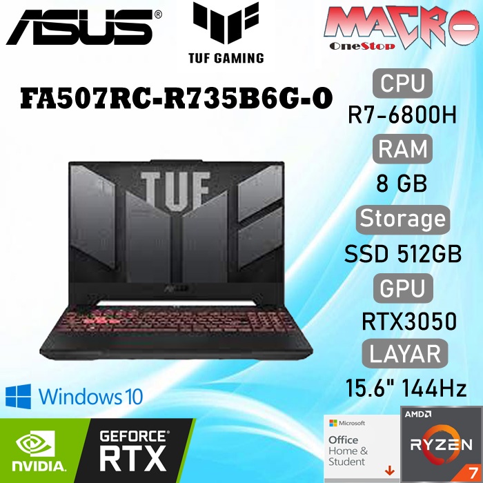 Jual ASUS TUF FA507RC-R735B6G/R735B7G O R7-6800H RTX3050 8GB 512GB SSD ...