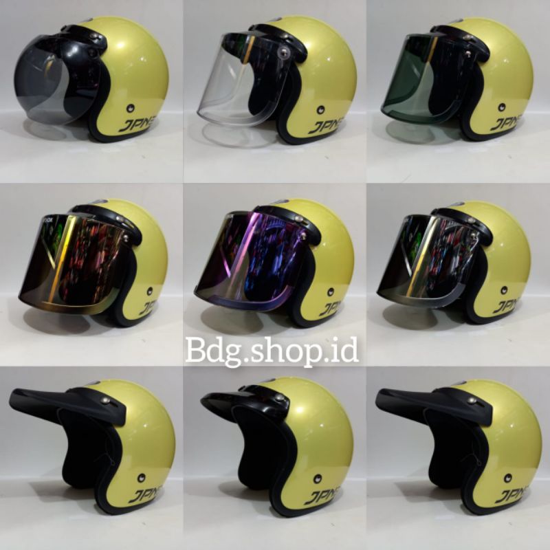Jual Helm jpn kuning lemon kaca datar flat visor | Shopee Indonesia