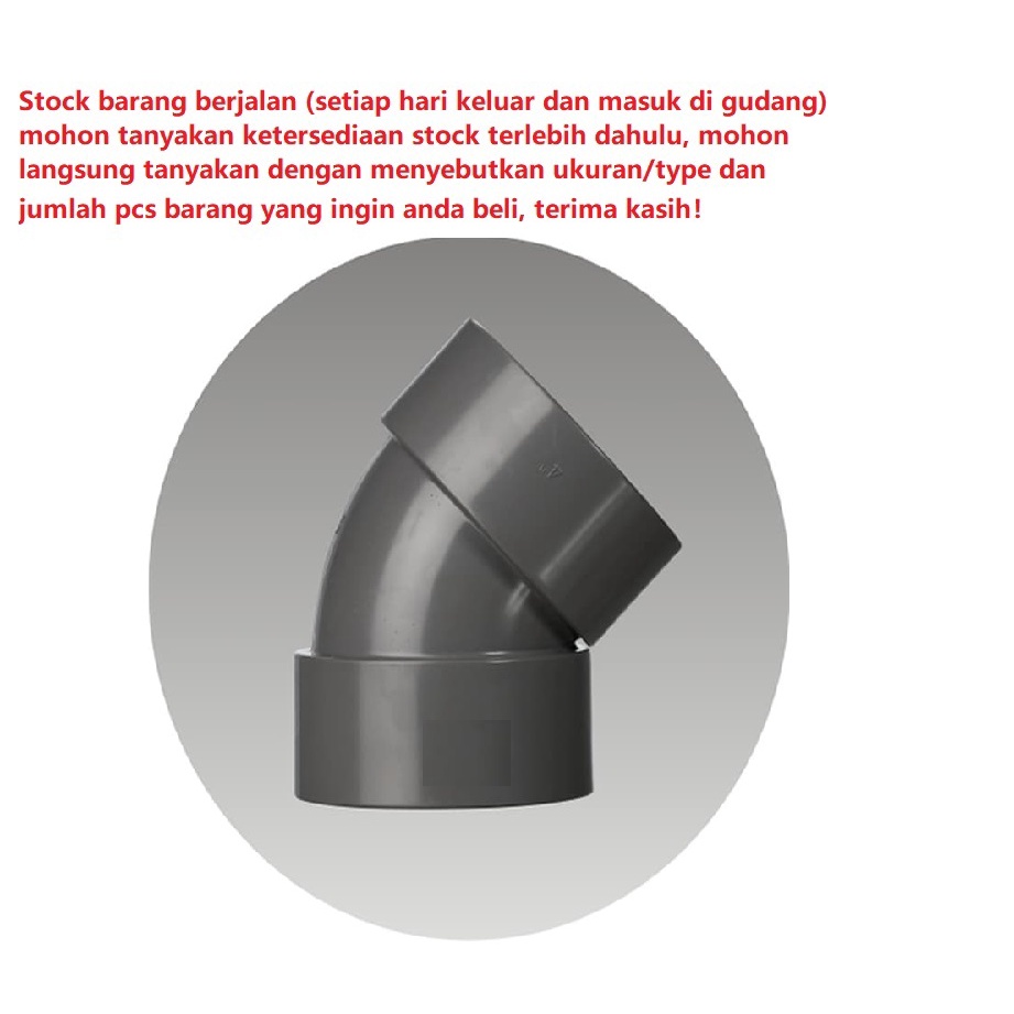 Jual Elbow 45 derajat 12" 12 inch in inci Knee Keni pipa PVC ada pilihan AW D Rucika CM | Shopee ...