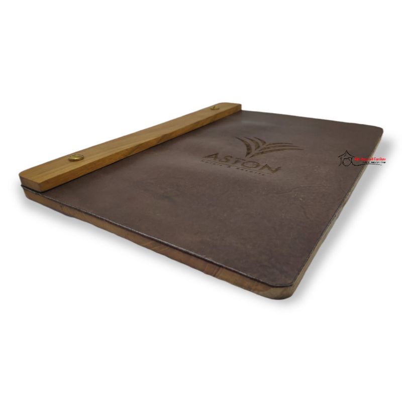 Jual Menu Board Kayu Jati A4 Kombinasi Kulit Asli, Papan Menu Kayu ...