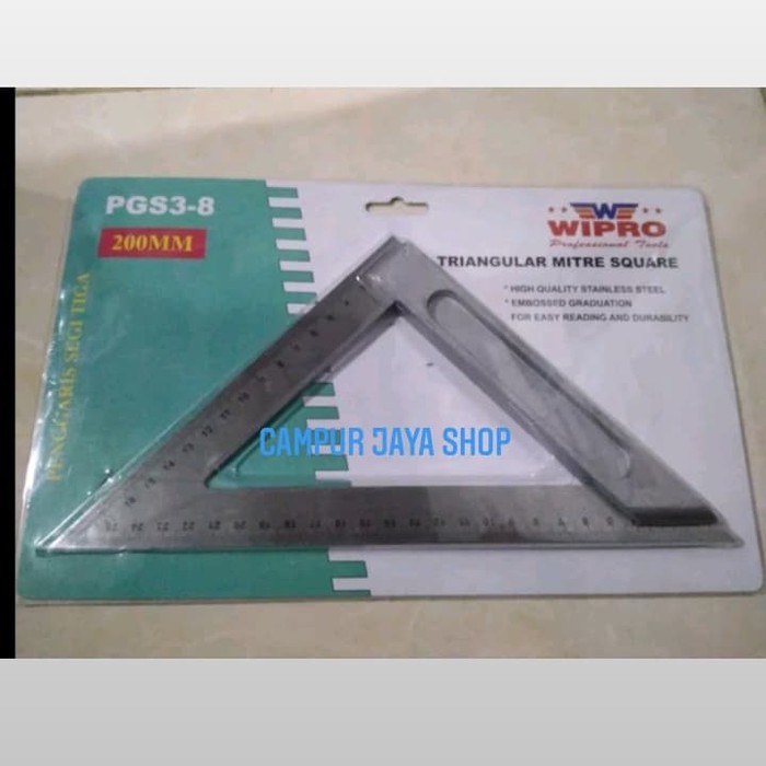 Jual Penggaris Segitiga Siku Tukang Wipro 200mm 8 Inchi | Shopee Indonesia