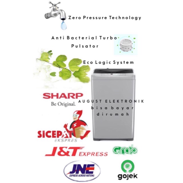 Jual Mesin Cuci 1 Tabung SHARP ESF 950 P GY Full Otomatis Low Watt | Shopee Indonesia