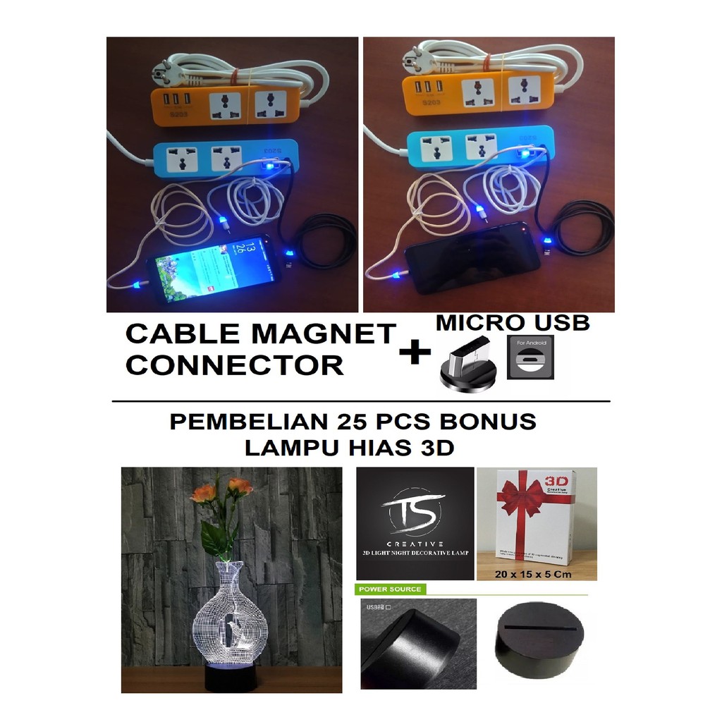 Jual KABEL CAS MAGNET - CABLE CHARGER MAGNETIC PLUG MICRO USB | Shopee ...