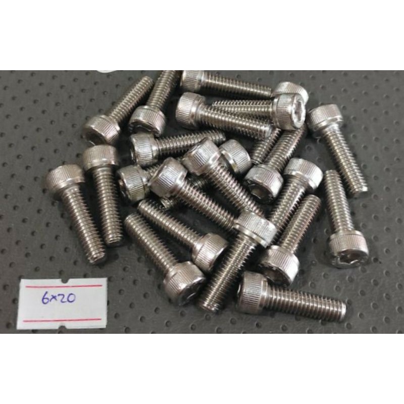 Jual Baut L stainless 6x20 ukuran baut drat 10 panjang 2cm | Shopee ...