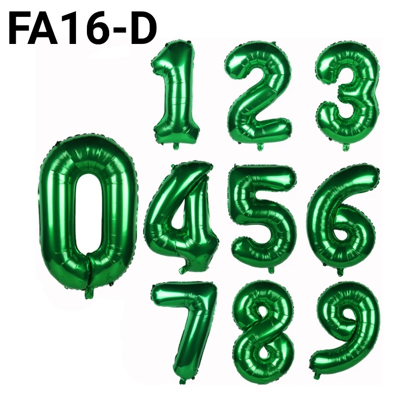 Jual FA16-D Balon foil angka 16 inch 40 cm nomer nomor hijau ijo green ...