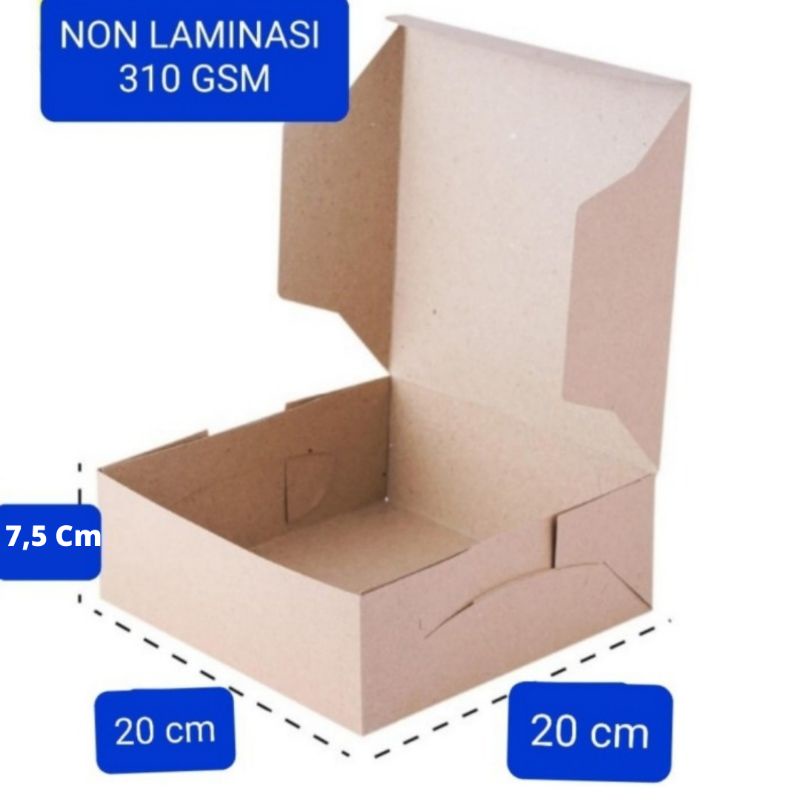 Jual BOX NASI KRAFT COKLAT 20x20 Cm/DUS KUE KRAFT 20x20 Cm TEBAL 310 ...