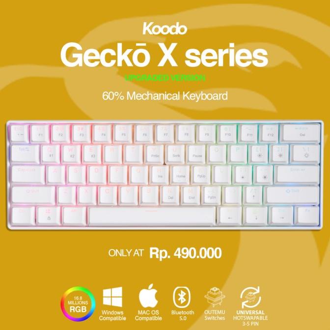 Jual KOODO Gecko 60% Layout RGB Mechanical Keyboard Outemu | White Case ...