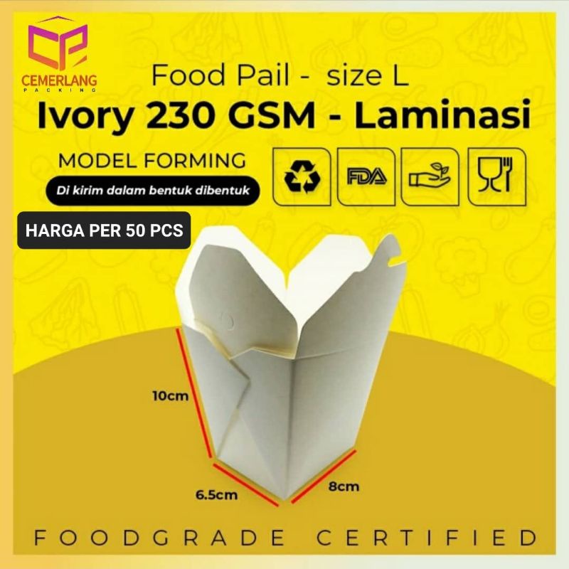 Jual FOODPAIL FOOD PAIL L LARGE BESAR DUS BENTO BOX PAPER LUNCH IVORY ...