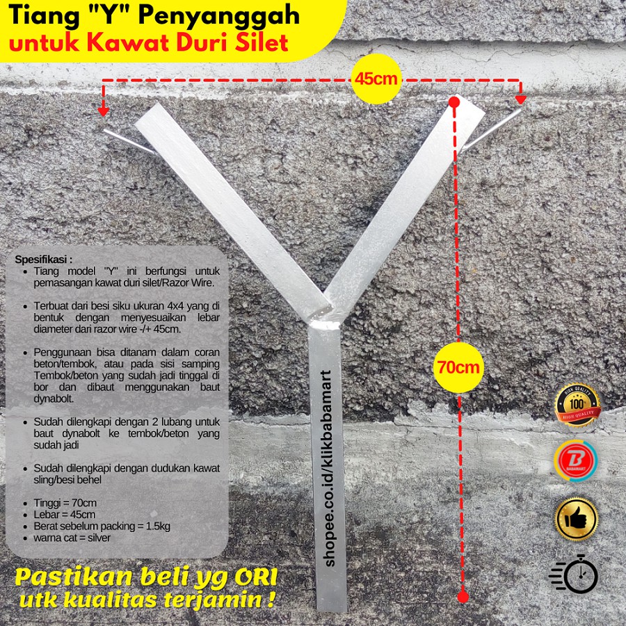 Jual TIANG Y PENYANGGAH KAWAT DURI SILET RAZOR WIRE PENGAMAN PAGAR ...