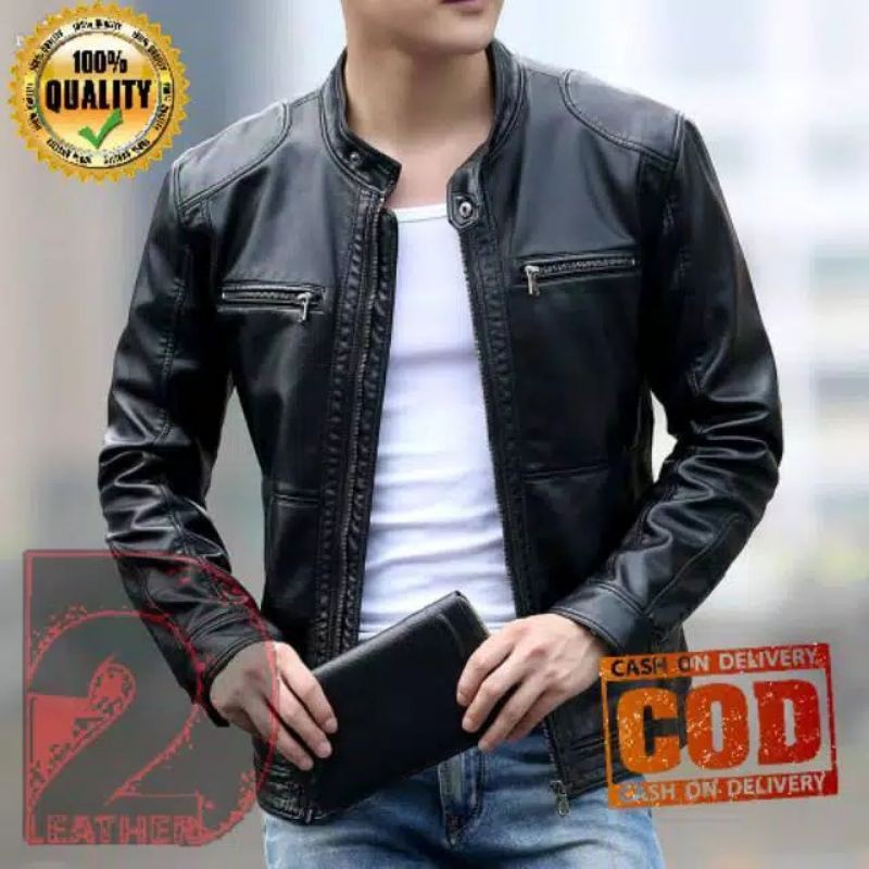 Jual JAKET PRIA SEMI KULIT PREMIUM,JAKET JANGKIS STYLE | Shopee Indonesia