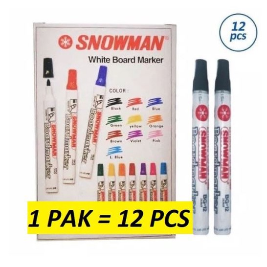 Jual (12pc) SPIDOL WHITEBOARD SNOWMAN BG 12 / SEPIDOL PAPAN TULIS ABG ...