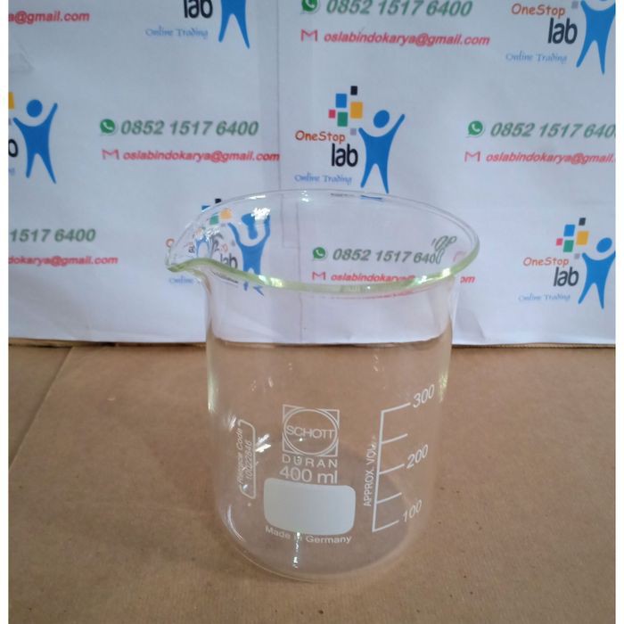 Jual DURAN Beaker Glass 400 ML Gelas Kimia low form gelas piala | Shopee Indonesia