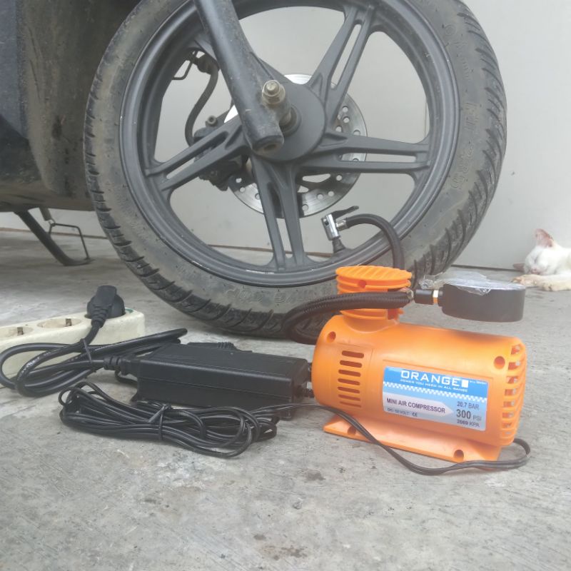 Jual paket compressor Mini Power Listrik 300psi orange / Kompresor Mini ...