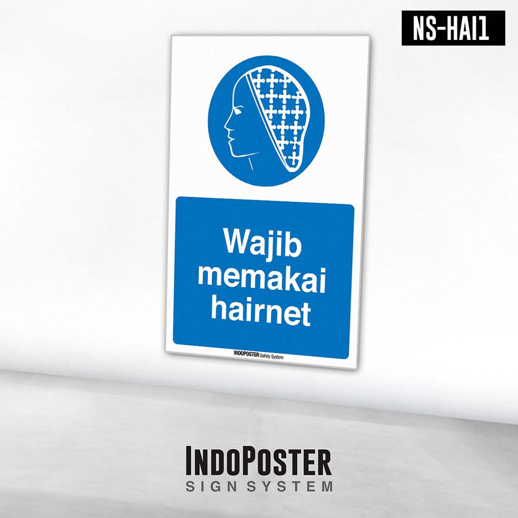 Jual Stiker Safety Sign Rambu K3 ISO Wajib Memakai Hairnet Jaring ...