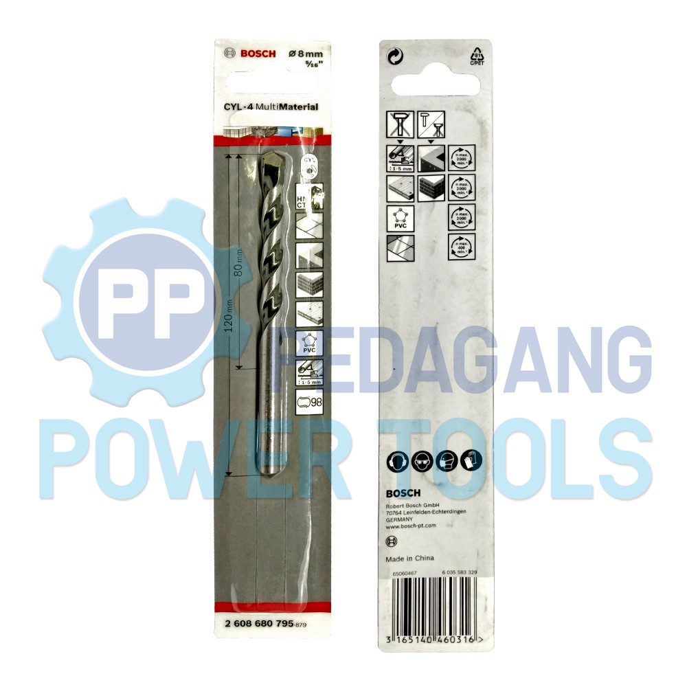 Jual BOSCH MATA BOR MULTIPURPOSE 8 MM MATABOR BESI KAYU TEMBOK BATA PVC ...