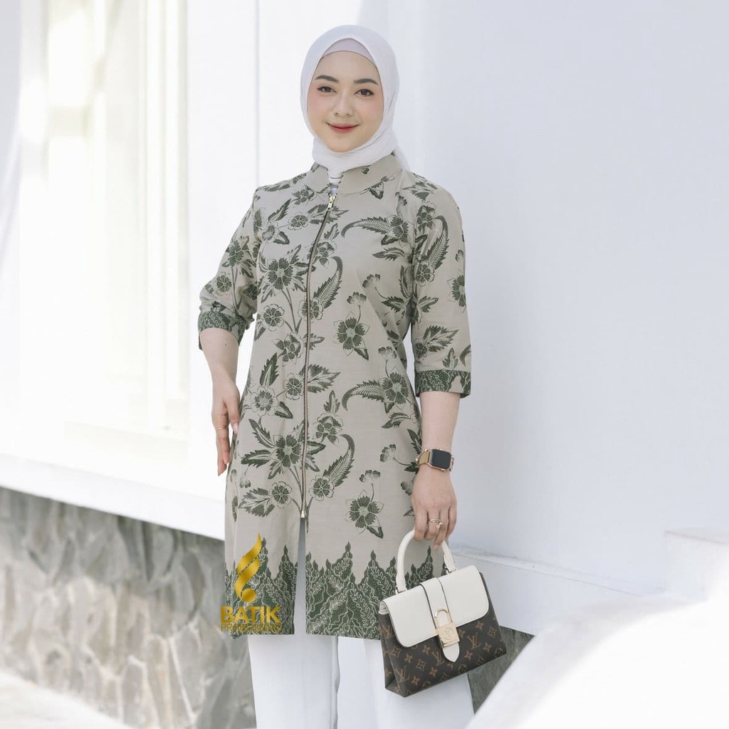 Jual MAWAR IJO Tunik Atasan Baju Batik Wanita Lengan Panjang Original Prabuseno Modern Premium ...