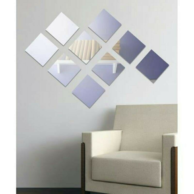 Jual Kaca Cermin Tempel DIY Kotak Square Ukuran 15 cm hiasan Interior ...