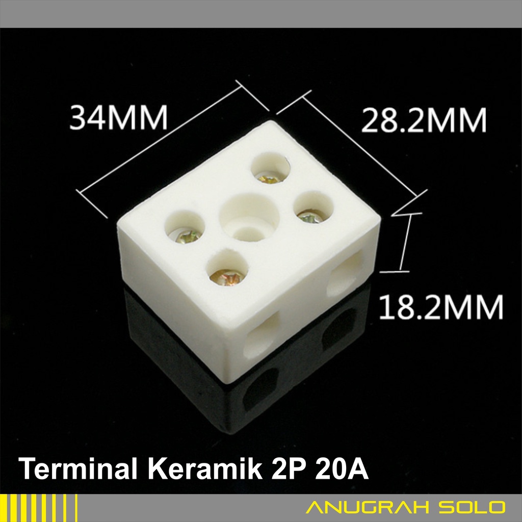 Jual Terminal Keramik 20A 2 pole Terminal Tahan Panas 2P Terminal Block ...