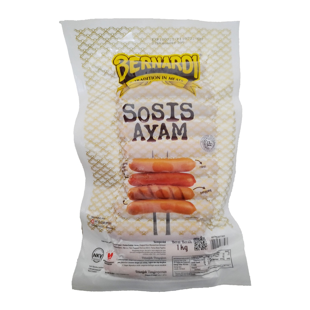 Jual Bernardi Sosis Ayam Premium 1kg | Bernardi Chicken Sausage Premium ...