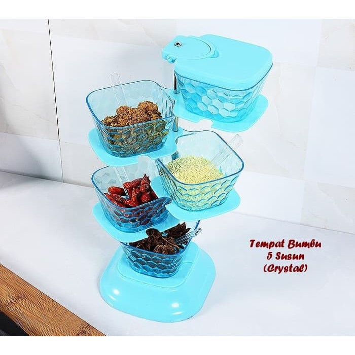 Jual Rak Bumbu Model Cristal 5 Susun Putar Tempat Bumbu Dapur Bahan ...