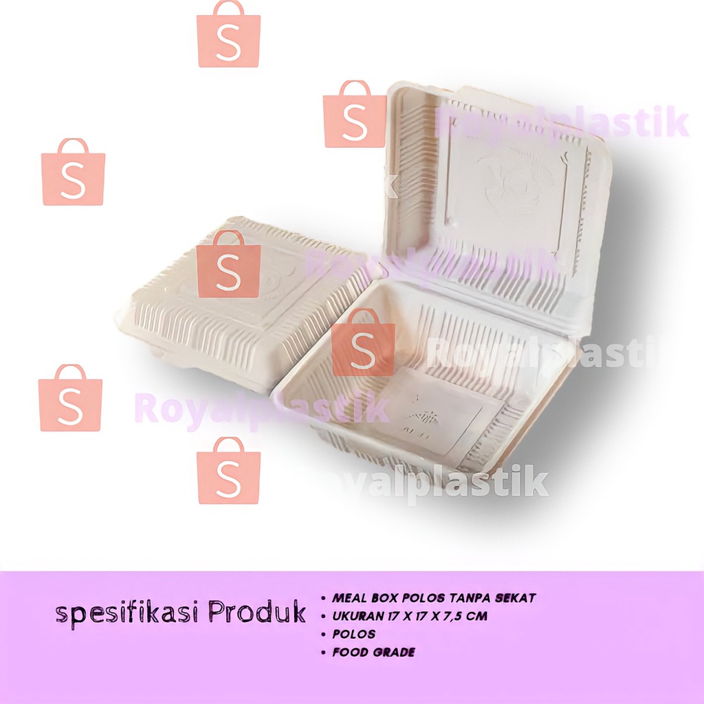 Jual Meal Box Polos Kotak Makanan Tanpa Sekat 3A Warna Putih Bentuk ...