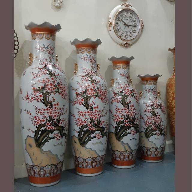 Jual Guci china motif bunga sakura-Jual pajangan guci-Jual pajangan ...