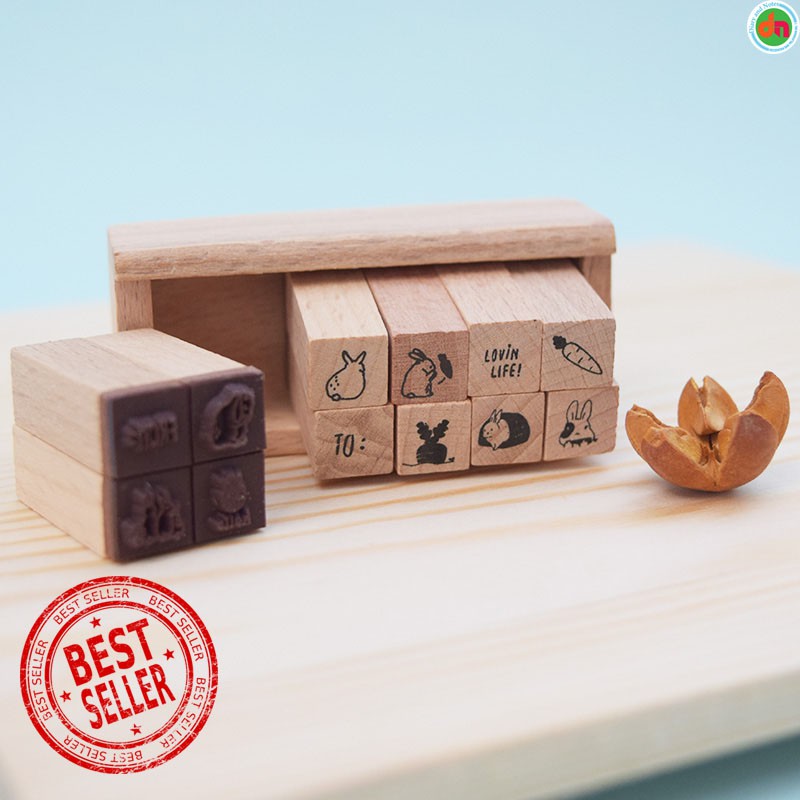 Jual Stempel Dekorasi Kayu Cute Mini Wood Stamp Set 12pc Aneka Motif ...