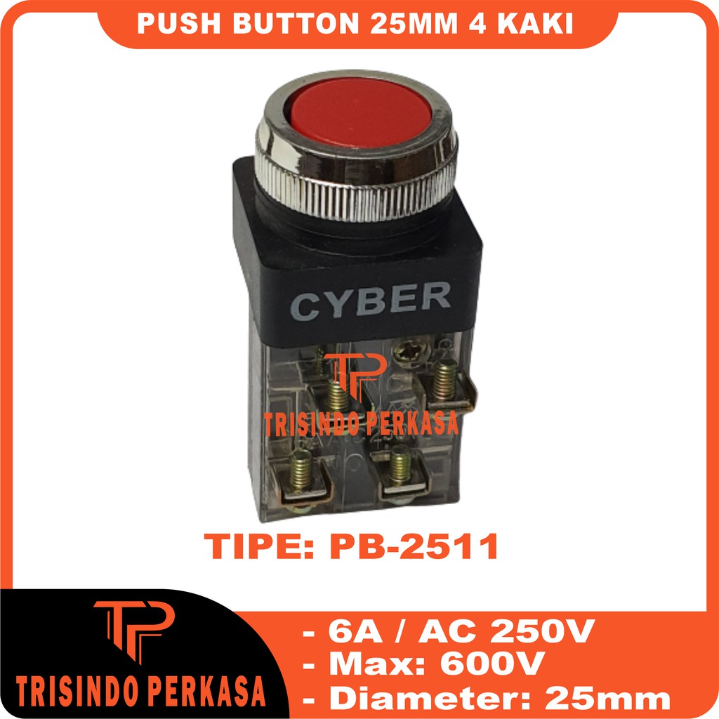 Jual Push Button PB2511 25mm 4kaki (4F) | Shopee Indonesia