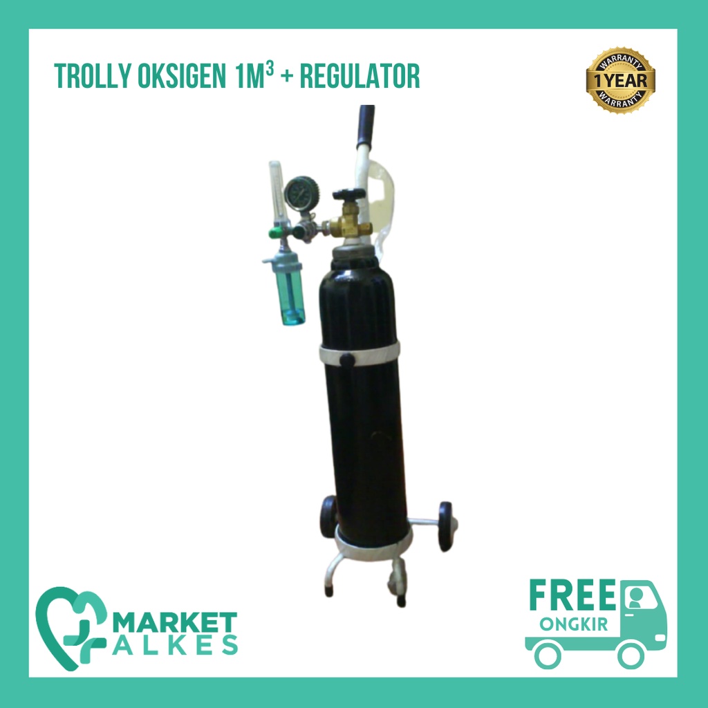 Jual Tabung Oksigen 1m3 Tabung, Regulator, Trolly 3in1 Berkualitas | Shopee Indonesia