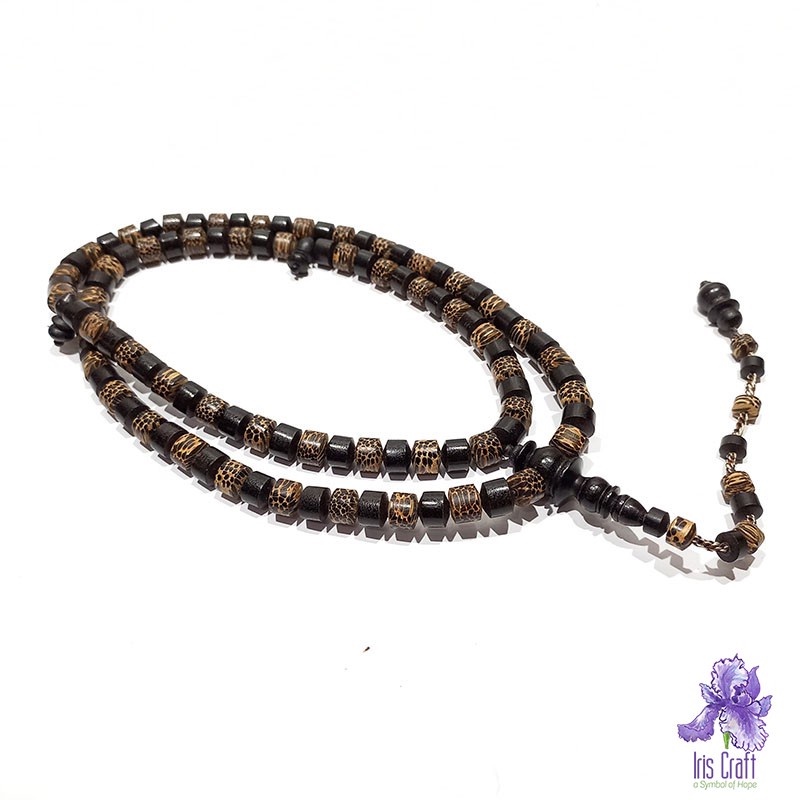 Jual Tasbih Kombinasi Kayu Hitam dan Kayu Liwung Hitam Serat Macan ...