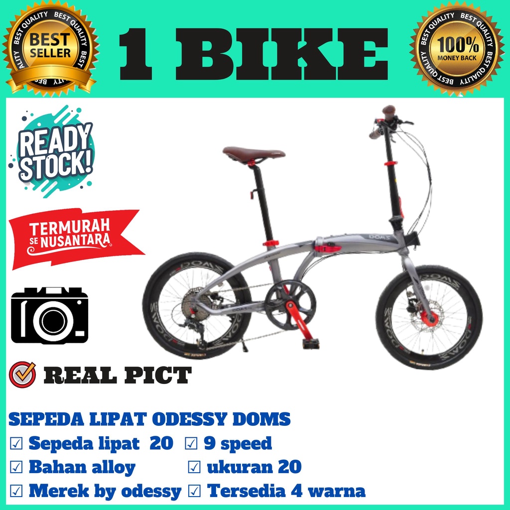 Jual Sepeda Lipat Folding Bike 20 Odessy Doms 9 Speed | Shopee Indonesia