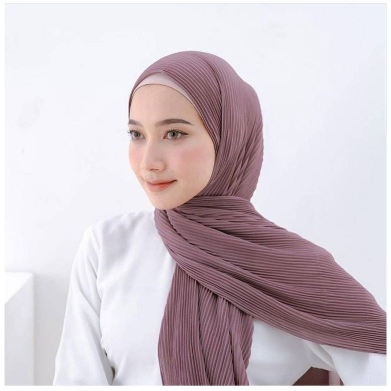 Jual Pashmina Plisket Ceruty Babydoll / Pashmina Plisket Polos | Shopee Indonesia