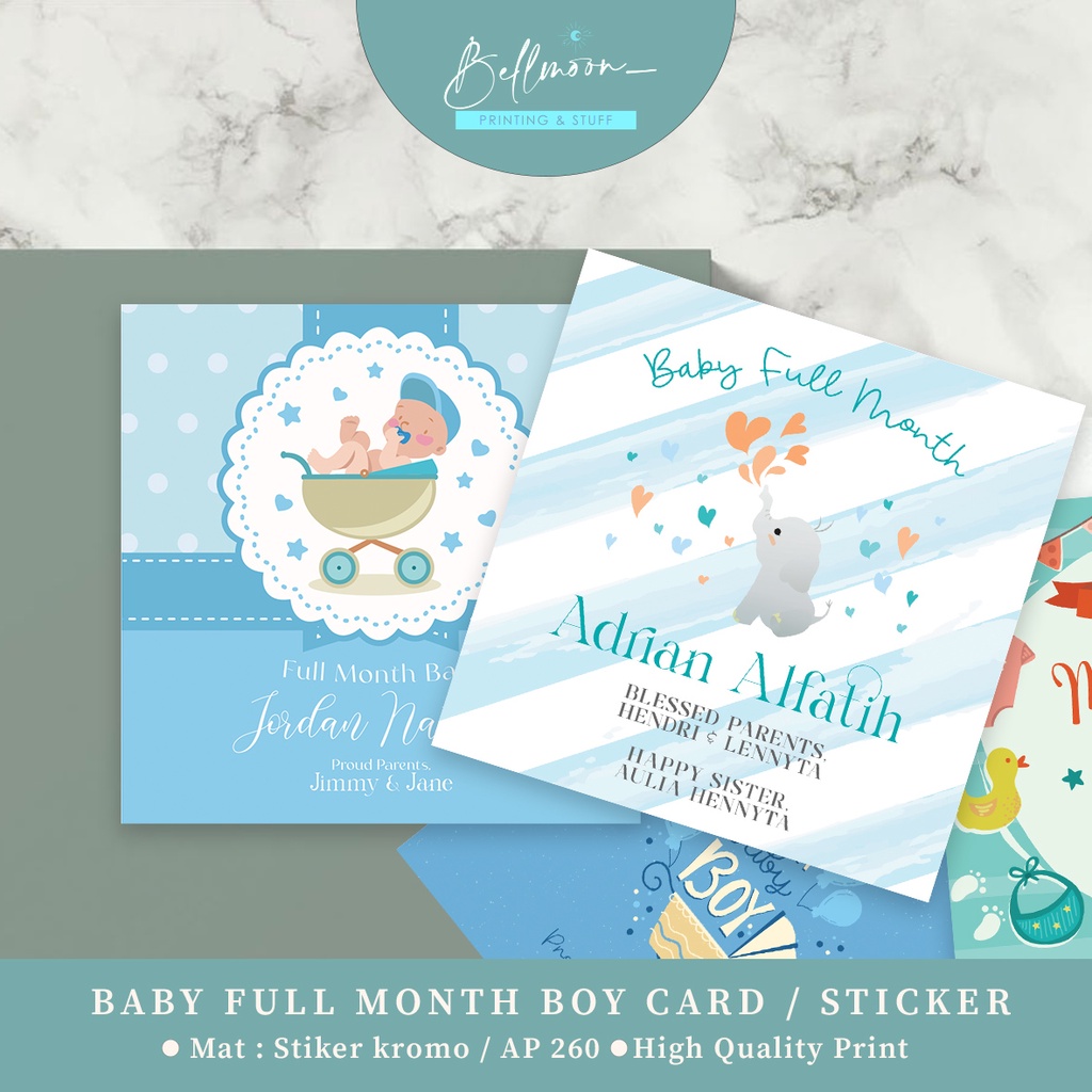 Jual (ISI 15) KARTU / STIKER UCAPAN WELCOMING BABY BOY NEW BORN / FULL MONTH KELAHIRAN BAYI ...