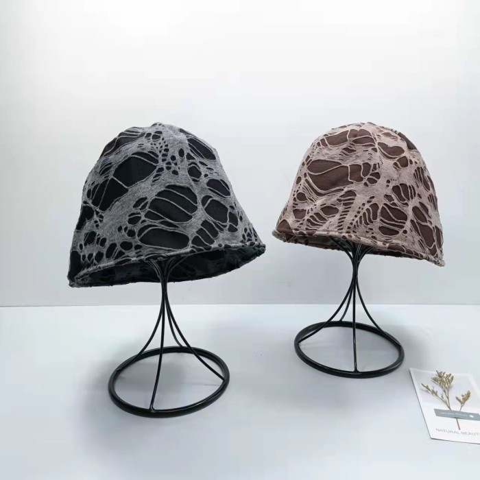 Jual Kupluk Topi Benie Bucket Hat Fashion Sobek Rusak Punk Retro Wanita ...