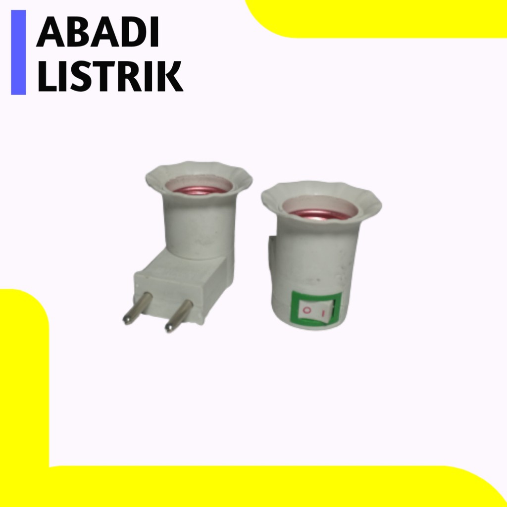 Jual fitting lampu/piting lampu E27 colok L + saklar on/off | Shopee ...