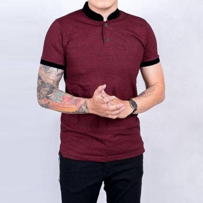 Jual Kaos Polo Shirt Kerah Shanghai Polos Merah Maroon Polo Shirt Pria ...