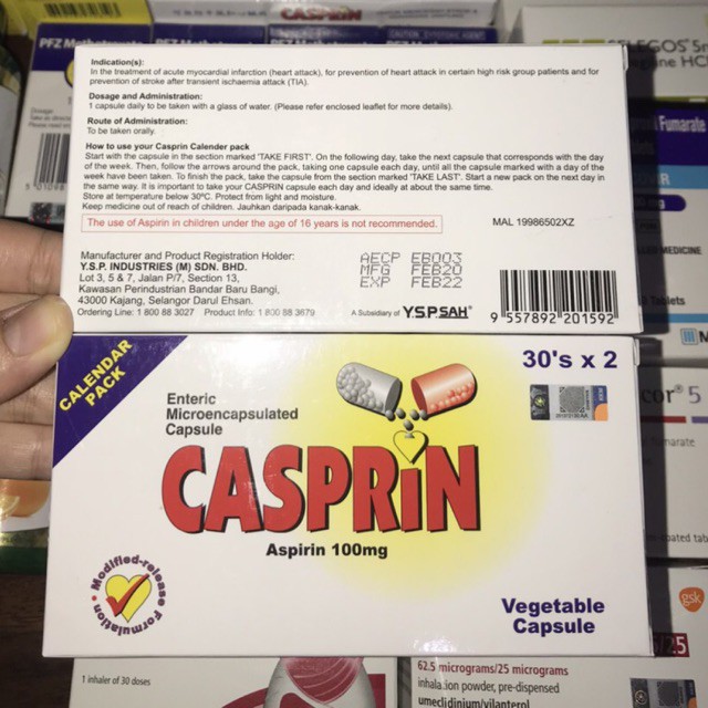 Jual Casprin Aspirin 100mg isi 60 (READY) EXP 2026 | Shopee Indonesia