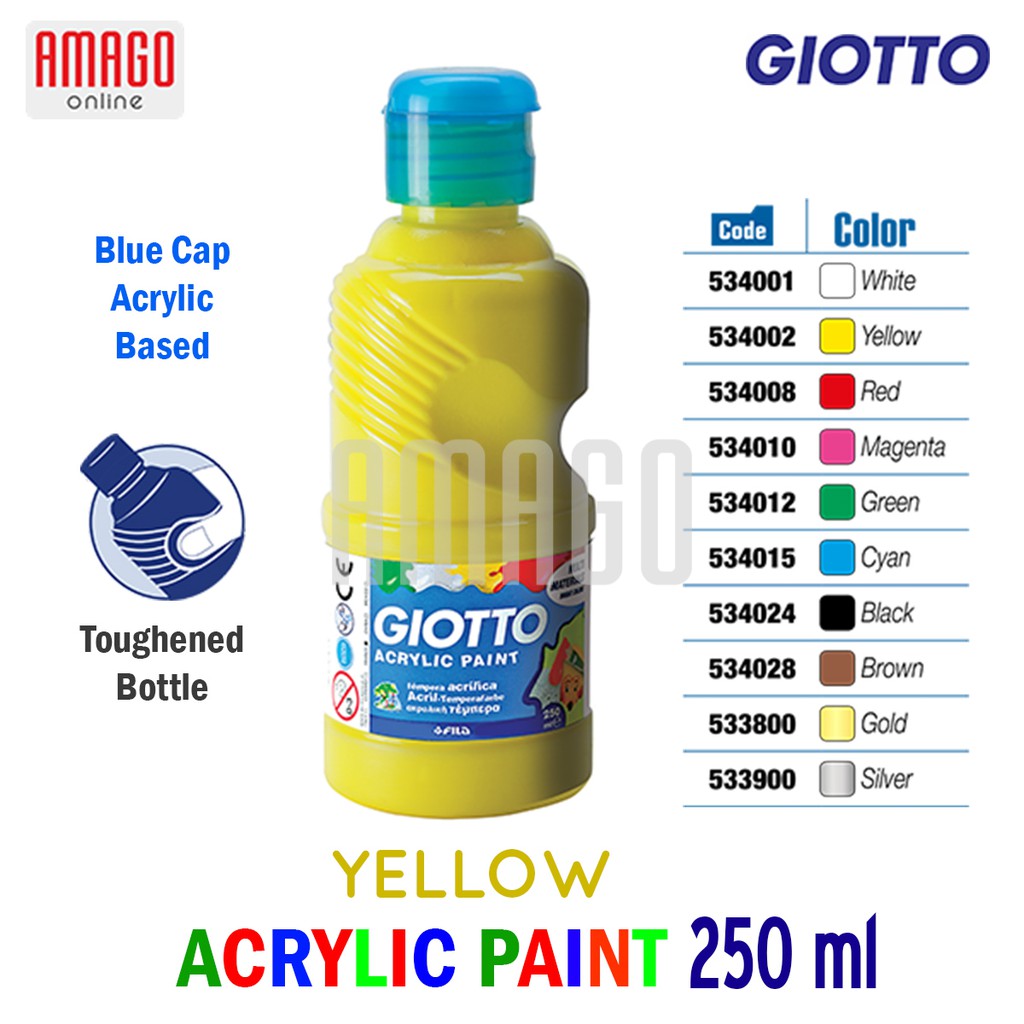 Jual GIOTTO Acrylic Paint Cat Akrilik 250 ml - warna Yellow - 534002 ...