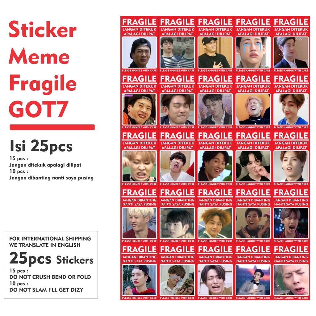 Memes Got7 Lucu Jual Sticker Label Fragile Untuk Paket KPOP Lucu Meme