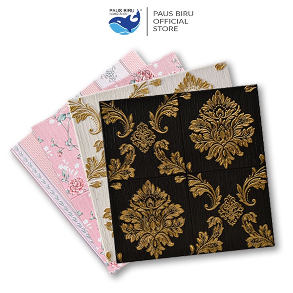 Jual Paus Biru - Wallpaper Dinding 3D Foam Motif Batik Bunga More High ...