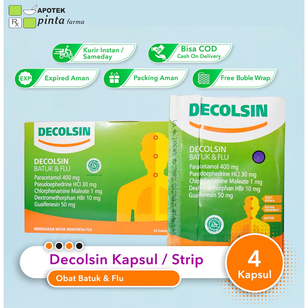 Jual Decolsin 4 Kapsul Meredakan batuk, flu, hidung tersumbat, dan ...