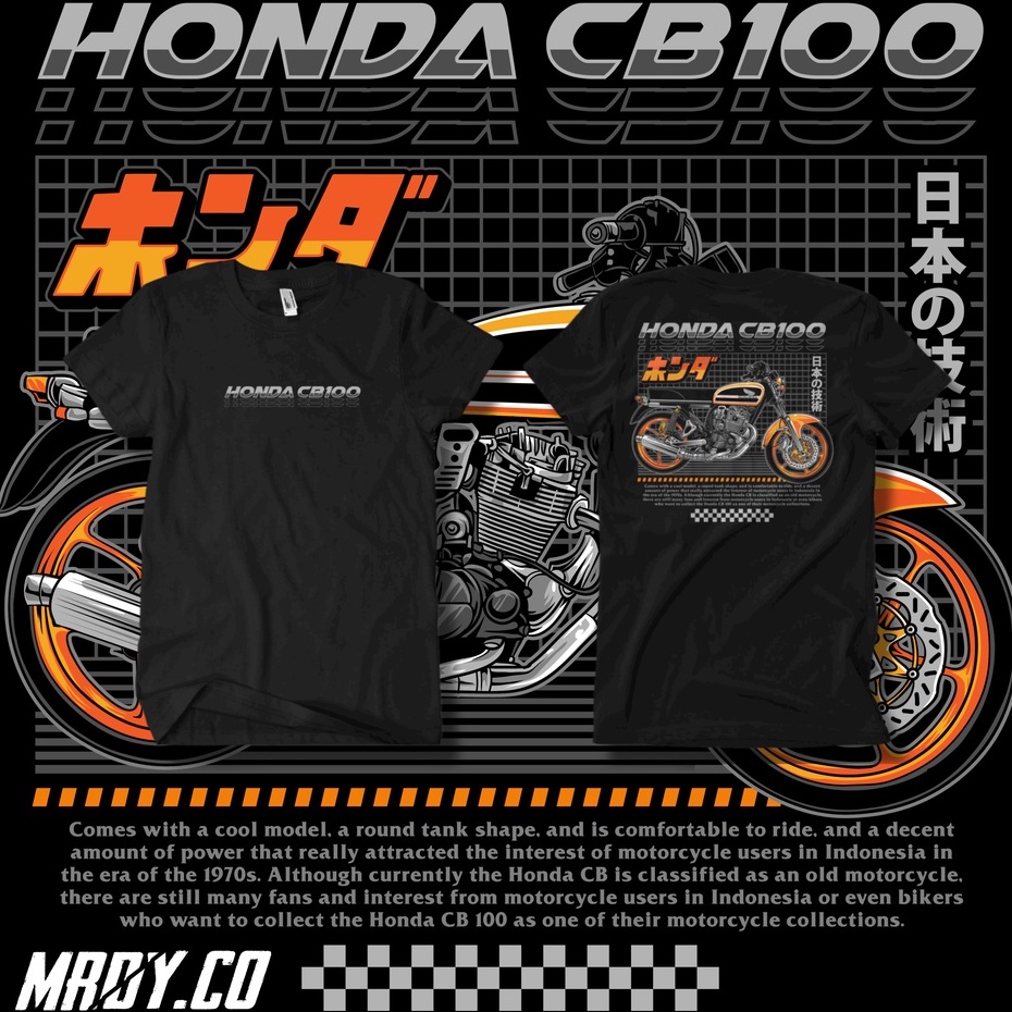 Jual kaos HONDA CB 100 / kaos motor terbaru bonus sticker bisa request ganti warna motor ...