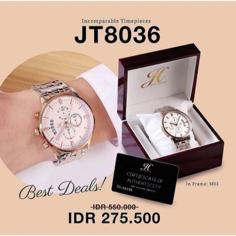Jual JIMSHONEY JT 8036 (Jam tangan pria tali rantai dan kulit kalep ...