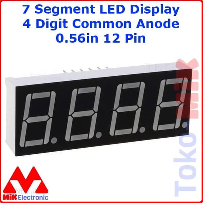 Jual 7 SEGMEN SEVEN SEGMENT LED DISPLAY 4 DIGIT COMMON ANODE 0.56 IN ...