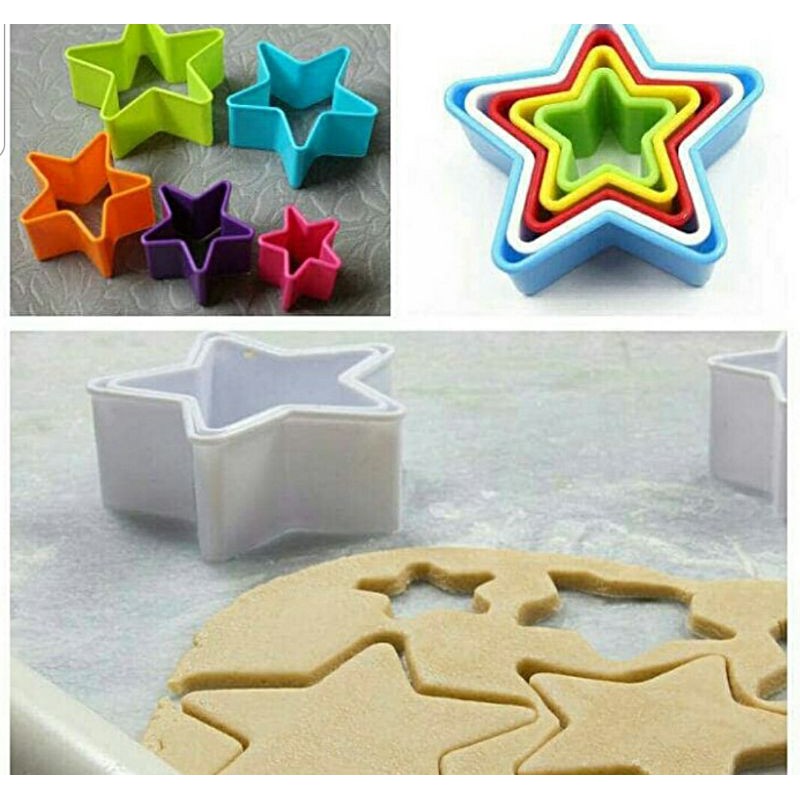 Jual 5 pcs Cetakan Kue Kering cookies Cutter bentuk bintang star ...